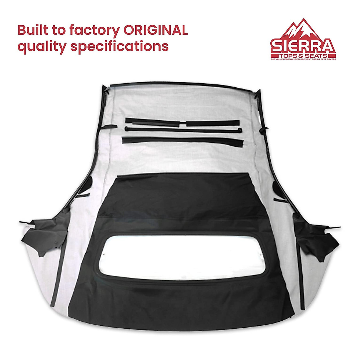 Sierra Auto Tops Replacement Convertible Soft Top Fits 2005-2014 Ford Mustang GT, Shelby, GT500 Models. Premium Grade Sailcloth Vinyl, UV Resistant, Precision Fit, 1-Year Manufacturer Warranty — Black