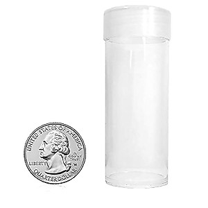 BCW Clear Quarter Coin Tubes with Screw-On Cap, Each Holds 40 Quarters (10-Tubes Total)
