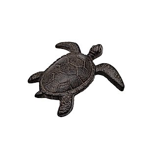Comfy Hour Antique and Vintage Ocean Collection Cast Iron Ocean Turtle Figurine, Indoor Outdoor Garden Decor, Brown