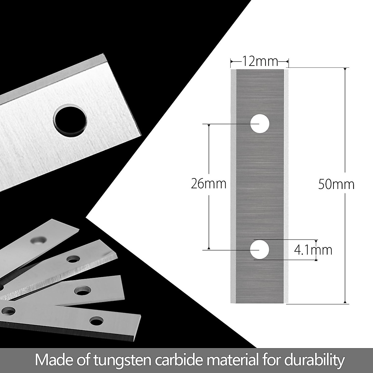 50mm 2" Carbide Scraper Blades Carbide Inserts 2 Edges Rectangle, Paint Scraper Blades for Handheld Scrapers Spiral Helical Planer Cutter Heads Flush Router Bits, 50x12x1.5mm 10pcs