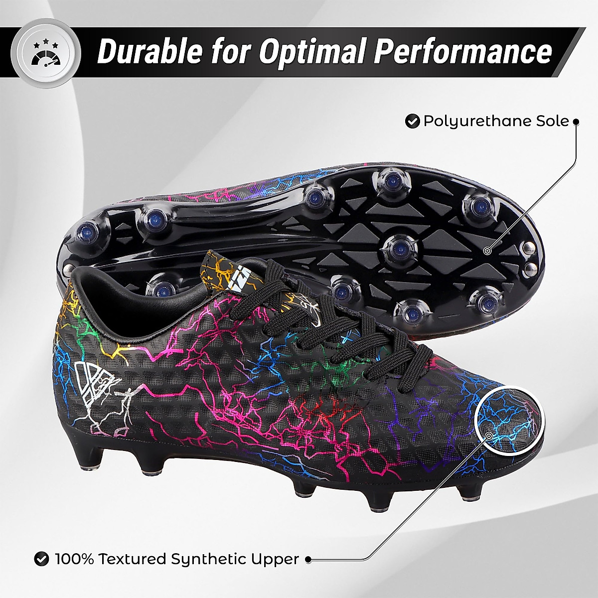 Vizari Zodiac Firm Ground Soccer Cleats for Boys and Girls | Lightweight & Durable Football Shoes with Molded TPU Outsole | Youth Cleats with Secure Lace-Up Closure for Maximum Traction & Performance