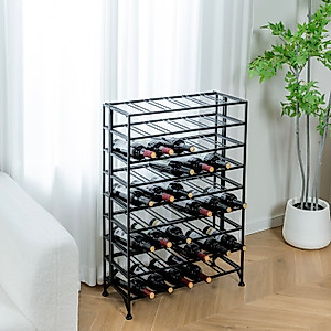 MyGift Black Metal Wine Rack Freestanding Floor Stand, 9 Tier Beverage Bottle Storage Shelf - Holds up to 54 Bottles