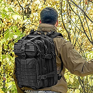 Tru Salute 40L Military Tactical Backpack Large Army 3 Day Assault Pack Molle Bugout Bag Rucksack (black)