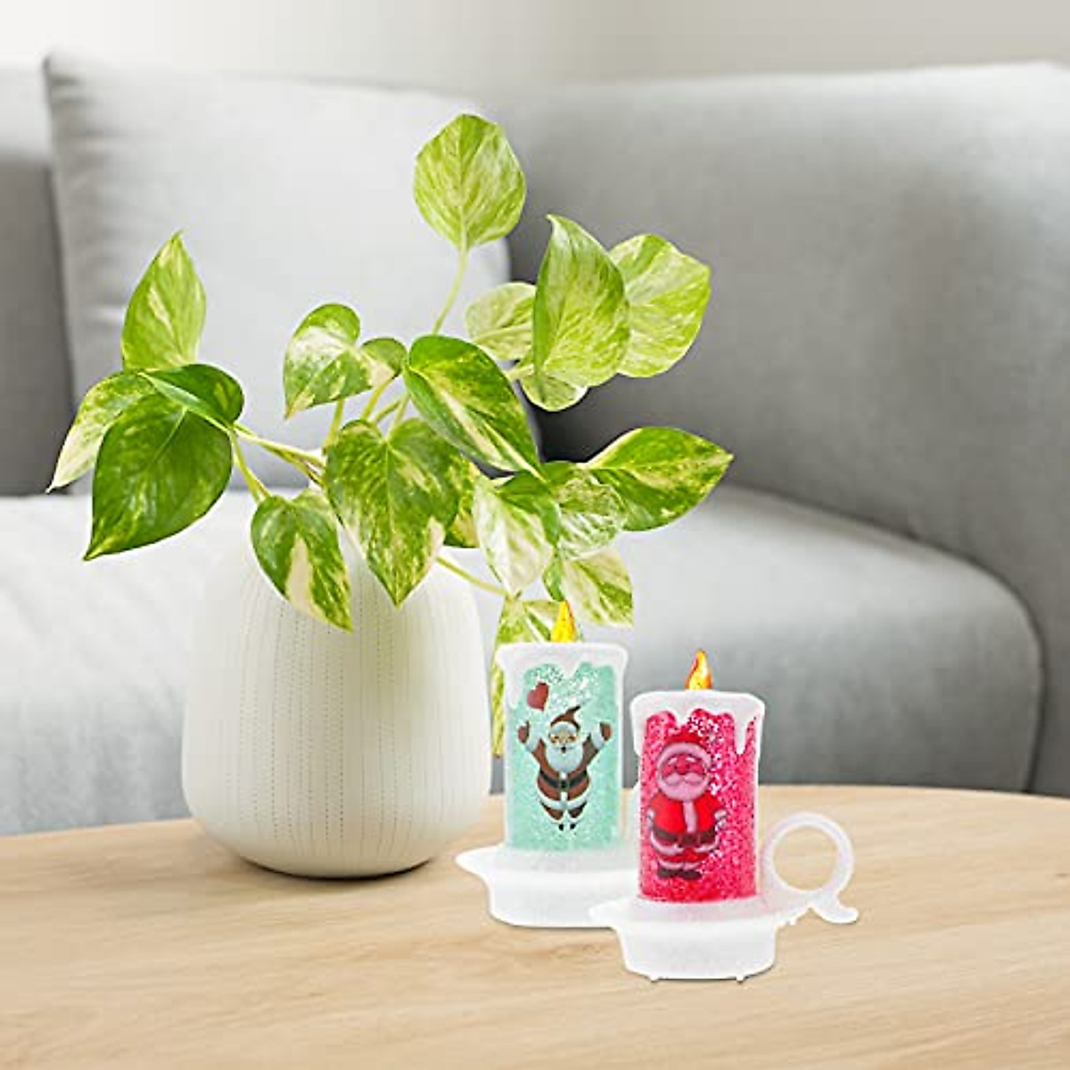 Mobestech 12Pcs LED Christmas Candle Lights Flameless Electric Xmas Candle Tea Light LED Candle Lamp Christmas Decoration Candle for Restaurant Home Bar Garden Party Ornaments Random