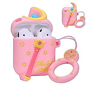 Coralogo Compatible with Airpods 1/2 Cute Case,Cartoon Character Silicone Airpod Designer Skin Kawaii Funny Fun Cool Keychain Ring Design Cover Air pods Cases for Girls Ladies Kids Teens(Magic Wand)