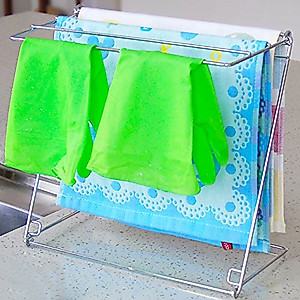 Da Jia Folable Kitchen Towel Rag Rail Drying Rack Holder Shelf Household Hanging Storage Organizer