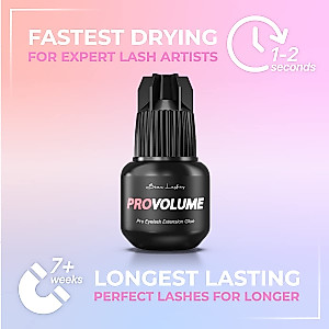 Super Strong Eyelash Extension Glue for Professionals | Strongest Black Lash Adhesive for Long Lasting Semi Permanent Individual Lash Extensions | 1-2s Fastest Drying & up to 7 Weeks Retention