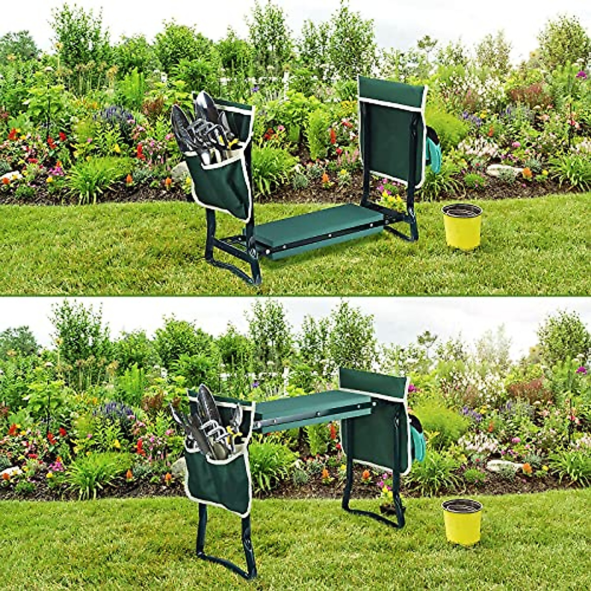EAONE Garden Kneeler and Seat Foldable Garden Bench Stool with Soft Kneeling Pad, 6 Garden Tools, Tool Pouches and Gardening Glove for Men and Women Gardening Gifts, Protecting Your Knees & Hands