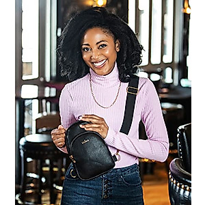 Kedzie Sunset Sling Bag in Soft Vegan Leather Crossbody Bag Cell Phone Purse Fanny Bag Packs for Women Teen Girls - Black