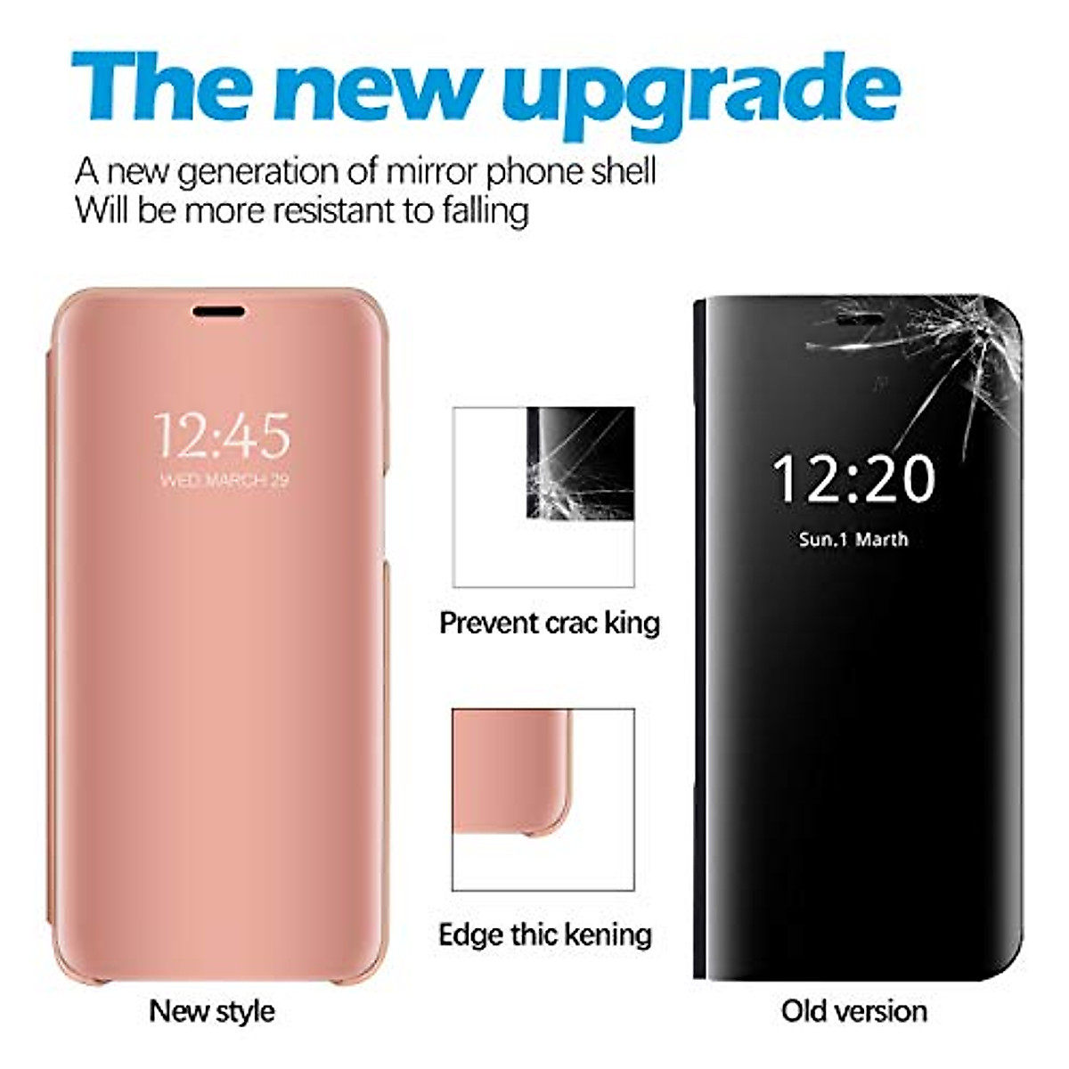 Compatible with Samsung Galaxy A14 5G Case Flip Leather Cover Clear S-View Mirror Shockproof Cover with Kickstand Anti-Scratch Protective Phone Cases Cover for Samsung A14 5G