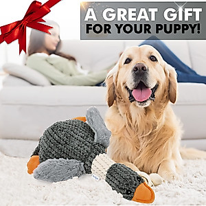 Dearlydo Duck Dog Toy – Mallard Duck Plush for Dogs – Squeaky Dog Toy for Small, Medium and Large Dogs – Durable Dog Toys for Playing, Chewing, Biting – Interactive Dog Toys for Play and Fetch (Grey)