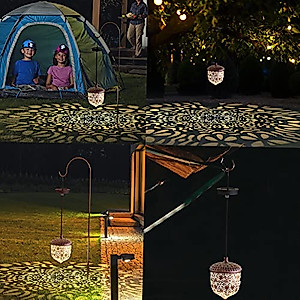 Tomshing Hanging Solar Lights Pathway Outdoor Large Garden Solar Metal Lights Waterproof LED Solar Lanterns for Porch, Patio and Walkway (Bronze)