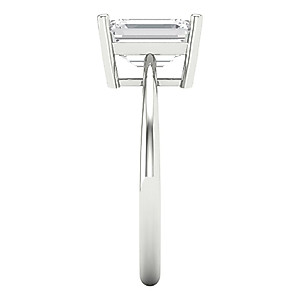 Clara Pucci 2.45ct Radiant Cut Solitaire Stunning Genuine Lab Created White Sapphire 4-Prong Classic Statement Ring 14k White Gold Size 6