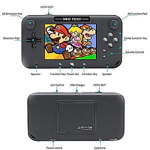JAOK Handheld Game Console, Portable Game Player Built-in 208 HD Classic Games 4" LCD Retro Gaming System, Support TV/AV 12 Bit Rechargeable Handheld Game Console (Gray)