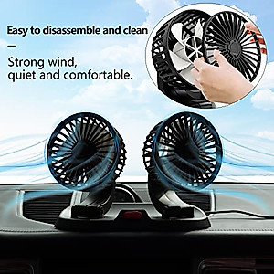 USB Cooling Car Fan Plug for 12V Truck Vehicle 5V Home Outdoor Desktop Universal Fans 360° Rotatable Dual Fan Car Cooling Fans for Car SUV RV Truck Boat Home Portable Fan Low Noise for Summer