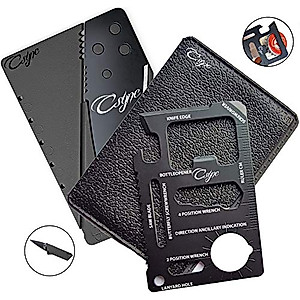 Card Size Multitool and Knife Unique Gifts Set for Men Perfect Fits in Husband Boyfriend Father Wallet Stocking Stuffers for Him Christmas Gifts for Him (set of 2 Items)