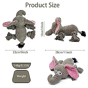 AIMETING Dog Toys, Durable Dog Chew Toys, Dog Squeak Toy with Fun Crinkle Paper, Plush Toys Suitable for Small, Medium, Large Dogs (Elephant)