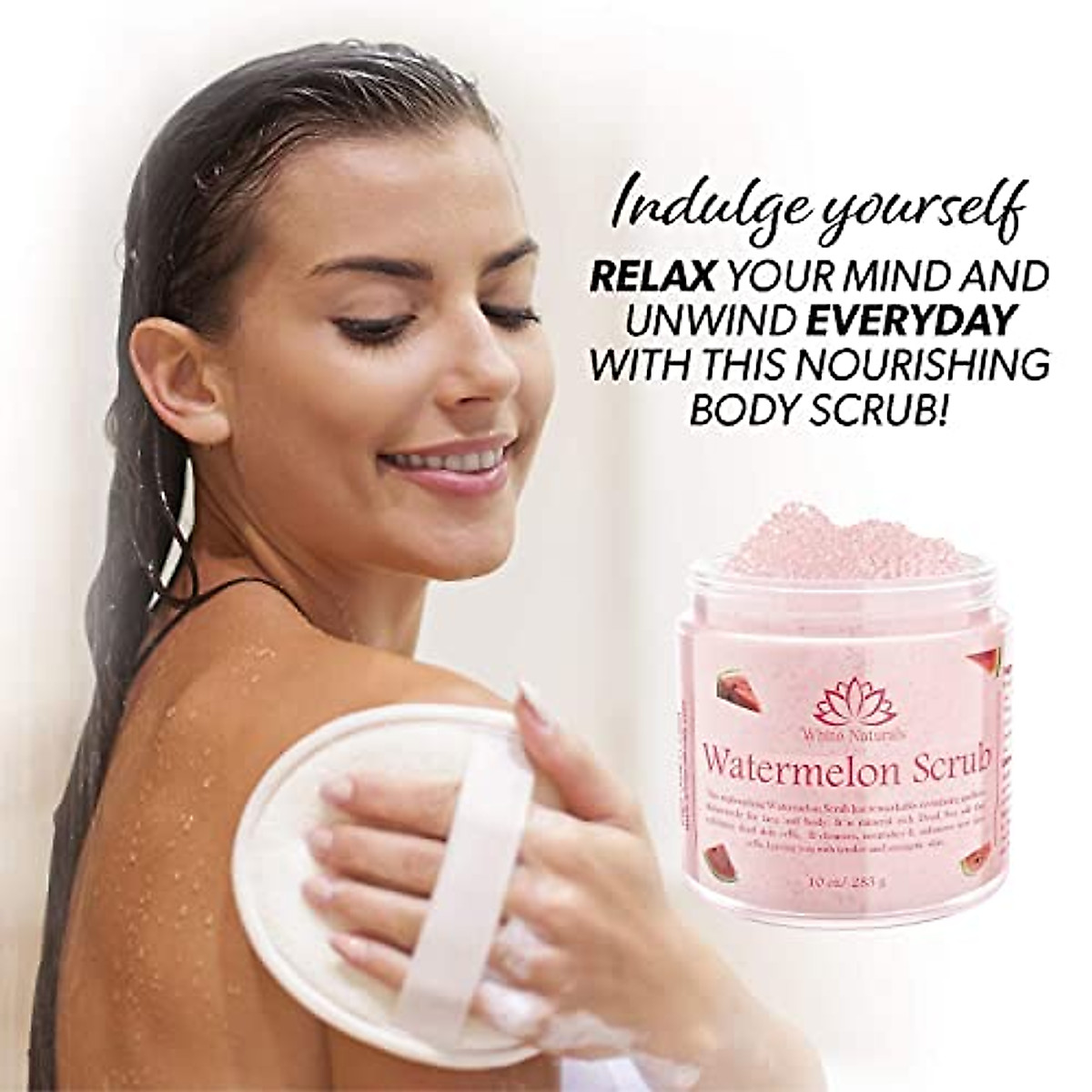 Watermelon Scrub, Organic Salt Bath Scrub, Gently Exfoliating For Smooth Skin, Ultra Hydrating & Skin Moisturizing For Face & Body, Great Gifts for Women