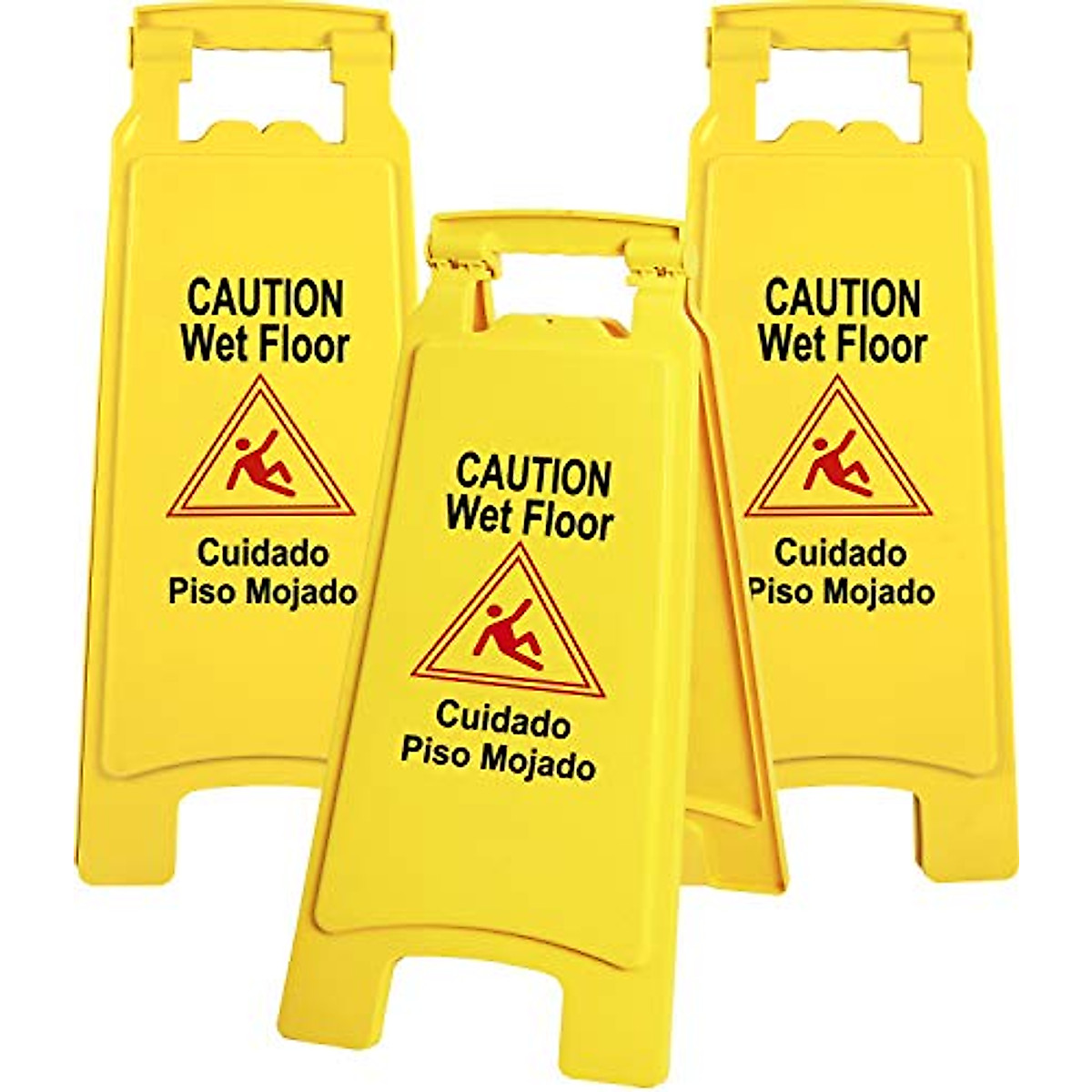 Galashield Wet Floor Sign 3 Pack 2-Sided Safety Yellow Warning Signs Commercial 26" Caution Wet Floor Signs