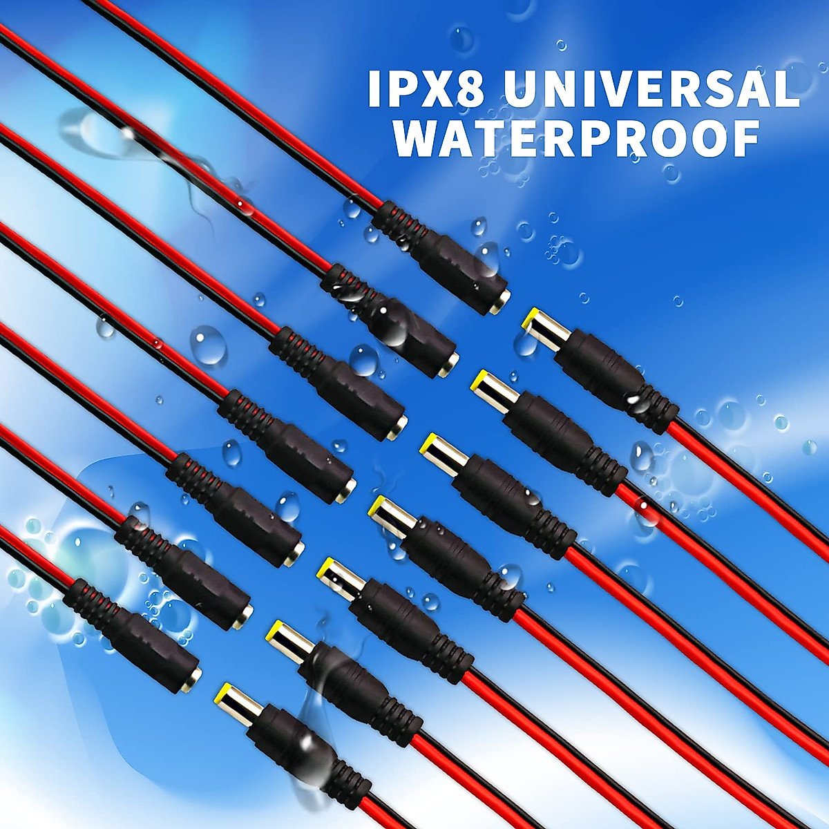 DaFuRui DC Pigtail，18 Pairs 12V 2A DC Male Female Power Pigtail Cable Connector Wire 2.1x5.5mm DC Power Connectors for CCTV Security Camera and 12V Power Supply Adapter