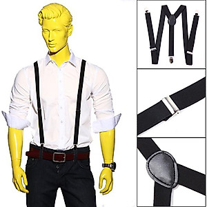 Boolavard Braces/Suspenders One Size Fully Adjustable Y Shaped With Strong Clips (White)