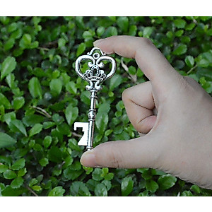50 Pcs Silver Skeleton Key Beer Bottle Opener With 100 Pcs Thank You Card and 98 Feet Hemp Rope for Wedding Party Favors (50pcs Silver)
