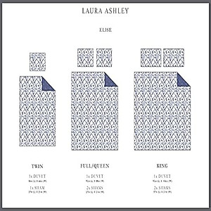 Laura Ashley Home Elise Duvet Cover Set, King, Medium Blue