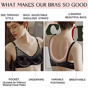Vollence 34/75 Pocket Bras for Silicone Breast Forms False Forms Underwear Insert Mastectomy Patient -Black