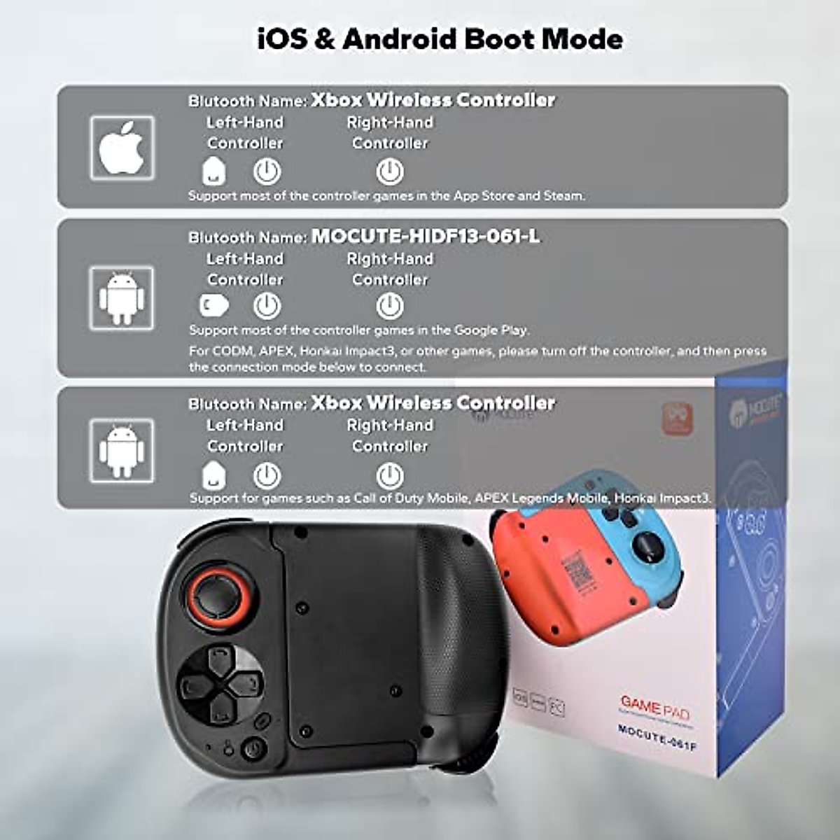 arVin Mobile Game Controller for iPhone iOS Android Gaming Gamepad - Magnetic Storage - Pocket Size - Portable - Wireless Connection - Direct Play