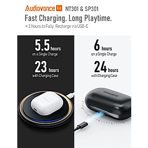 Audiovance 2 Sets Wireless Earbuds Bluetooth Headphones Ideal Gifts, Nature 301 & Speed 301, 2 Sets Wireless Ear Buds for iPhone & Android (SPNT 301)