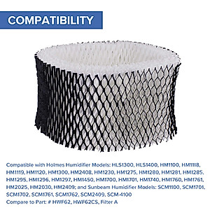 THVGUL cherliyy 4 Pack HWF62 Humidifier Filters Compatible with Holmes & Sunbeam Humidifier Filter A, Replacement Parts HWF62, HWF62CS, HWF62D, SF212, SCM1100, SCM1701, SCM1702, SCM1762, SCM2409