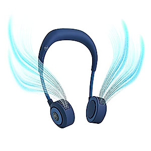 SPICE OF LIFE Bladeless Neck Fan - W Fan Blade Free 2.1, Navy - USB Rechargeable Battery, 2 to 5 Hour Life, Flexible Arms, 5 Speed Settings, Stimulating Breeze Helps Prevent Sleepiness While Driving