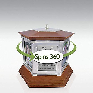 Perfect Memorials Custom Engraved Medium Rotating Memories Cremation Urn (100 Cu/in) - Urn for Human Ashes/6 Photo Frames/Spins 360 Degrees