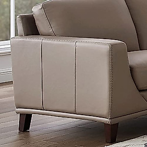 Hydeline Soma Top Grain Leather Sofa Couch, 92", Taupe