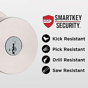 Kwikset Pismo Keyed Entry Door Knob Featuring SmartKey Security, Round, Satin Nickel
