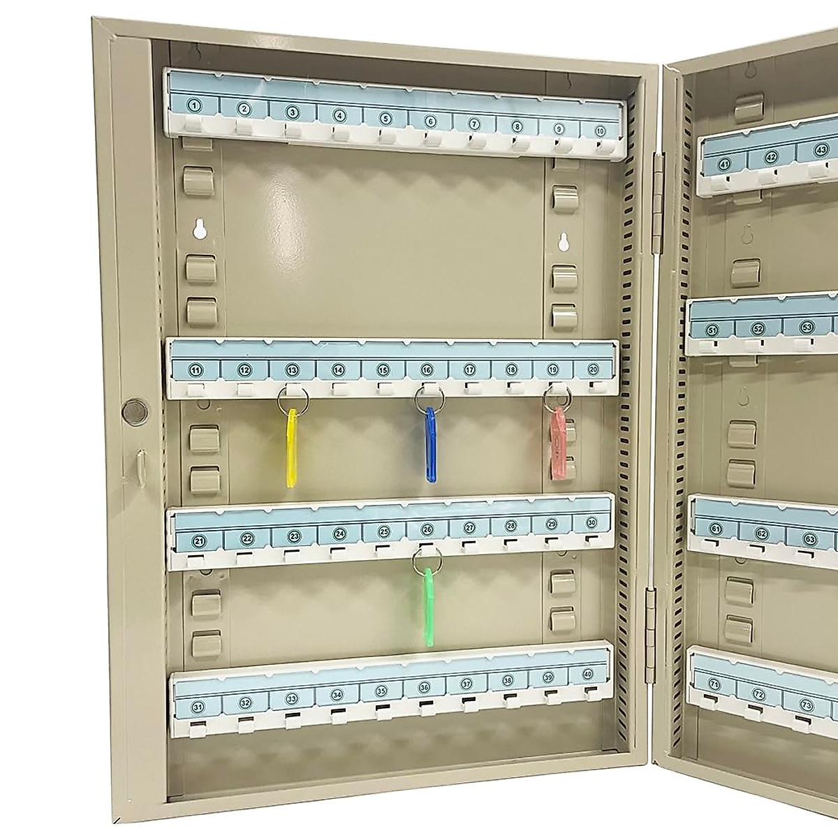 TECHTONGDA Wall Mount Key Cabinet Key Storage Lock Box Steel Adjustable Key Organizer (60 Position)