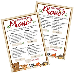 DISTINCTIVS What's On Your Phone - Woodland Baby Shower Game - 20 Cards