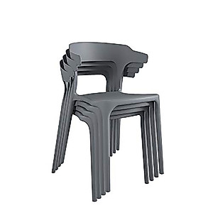 Novogratz Poolside Collection, Felix Stacking Dining Chairs, Indoor/Outdoor, 4-Pack, Charcoal