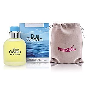 Blue Ocean Pour Homme- Eau De Toilette Spray Perfume, Fragrance For Men- Daywear, Casual Daily Cologne Set with Deluxe Suede Pouch- 3.4 Oz Bottle- Ideal EDT Beauty Gift for Birthday, Anniversary