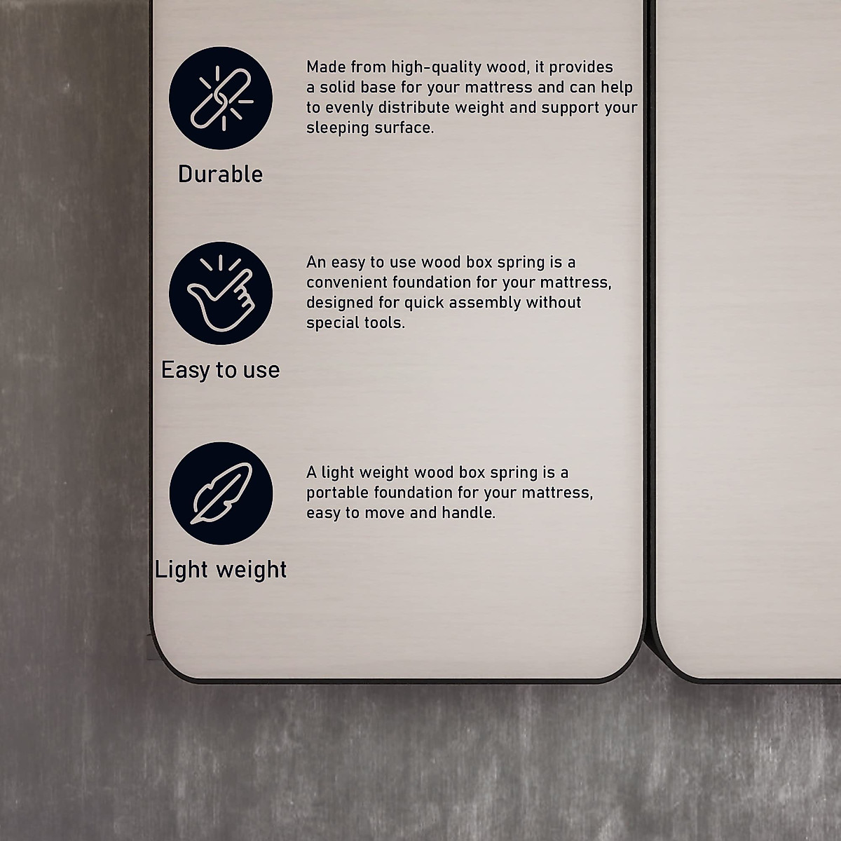 Spring Solution, 4" Split Wood Traditional Box Spring/Foundation for Mattress Set, Sturdy Fabric Paneled Design Wooden Frame, Durable Bedding Mattress Box Springs, Queen, Black