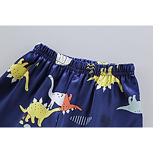 Boy Sport Pajamas Shirt Pajamas Sleepwear Set Kids Shorts Boys Dinosaur Clothes T Baby Toddler Boys Robe 5t Dark Blue 4-5 Years