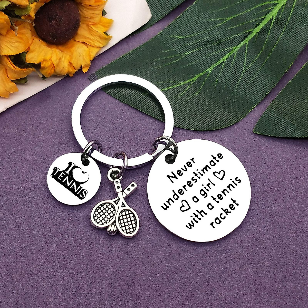 Vadaka Tennis Lover Jewelry Gift Tennis Gift Keychain for Girls Teens Tennis Girl Jewelry Tennis Player Gift Inspirational Gift for Tennis Girl Christmas Birthday Graduation Gift