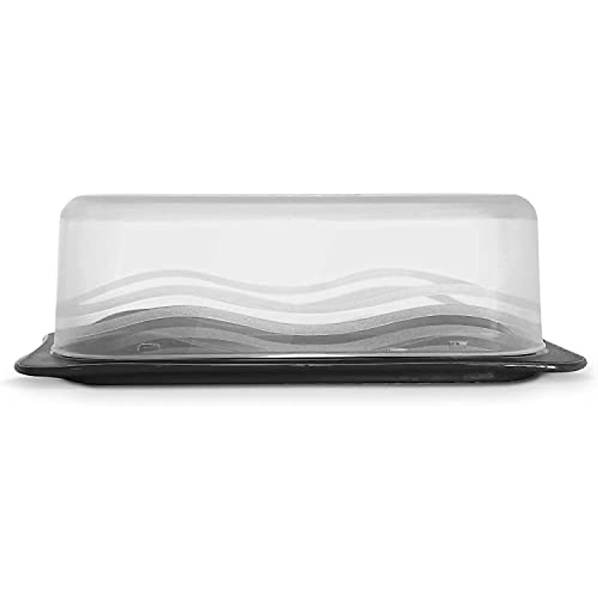 Cover Butter Container - Butter Storage Container with Transparent Lid - Durable Plastic Butter Container for Counter - Plastic Butter Dish with Lid - Covered Butter Dish for Home or Camping (Black)