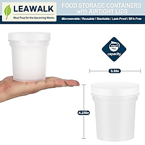 LEAWALK Plastic Deli Containers with Lids 16oz 48PACK,Freezer Food Storage Containers, Slime, Soup, Meal Prep Containers, BPA- Free,Stackable, Leakproof, Microwave,Dishwasher,Freezer Safe
