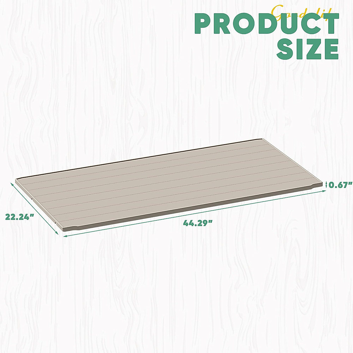 Devoko Shelf of Resin Outdoor Storage Cabinet, 26 Cu Ft Horizontal Outdoor Storage Shed Waterproof Patio Tools Storage Box (2 Shelves) (Beige)