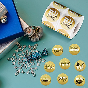 1000 Pieces 1.5 Inch Happy New Year Stickers Holiday Stickers for Cards Cute Holiday Package Sticker for Envelope Happy New Year Label Circle Sticker Roll for Handmade Goods Greeting Card