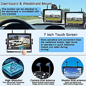 LeeKooLuu RV Backup Camera Wireless HD 1080P 7 Inch Recorder DVR Monitor Touch Key Screen Four Channel Adapter for Furrion Pre-Wired RV Rear View System Waterproof Night Vision 2022 Latest Version LK5