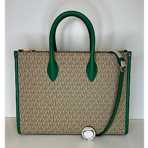 Michael Kors Mirella MD EW Logo Tote Bag bundled with Large Continental Wallet and Purse Hook (Palmetto Green)