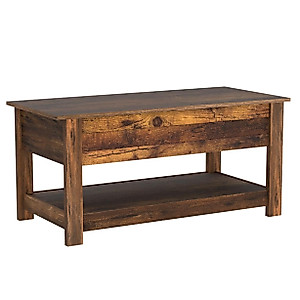 WLIVE Coffee Table, 39" Lift Top Coffee Table with Hidden Compartment and Storage Shelf for Living Room, Rustic Brown