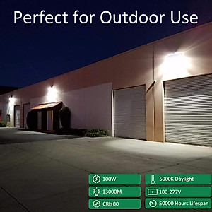 SZGMJIA 100W LED Wall Pack with Dusk to Dawn Photocell, 5000K Daylight, 13000LM, AC100-277V with ETL Listed. Commercial and Industrial Outdoor LED Security Lighting for Parking Lots